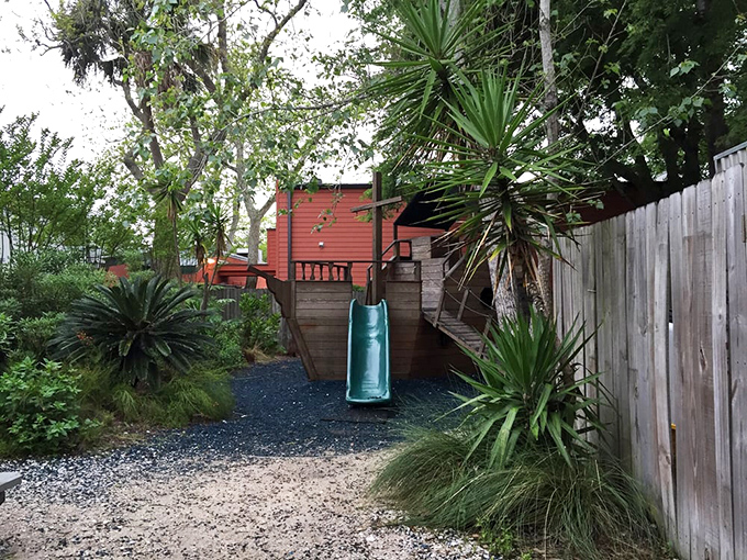 A whimsical ship-shaped playground where kids can work up an appetite for seafood—or burn off the energy from that key lime pie.