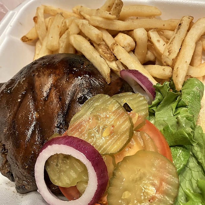 This Portobello Mushroom Burger proves that vegetarian options can be just as satisfying as any meat-based masterpiece available.