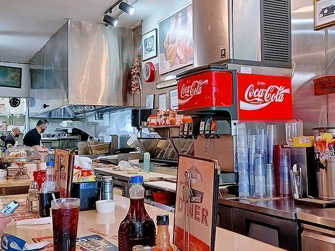 Behind every great breakfast is a prep station that means business. The organized chaos of plates, condiments and cooking equipment is a beautiful sight.