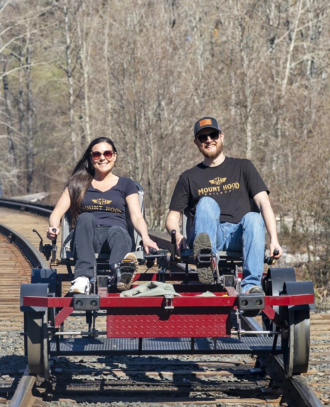 Pedal-powered adventure on actual railroad tracks &ndash; because sometimes you need to work for those scenic views.
