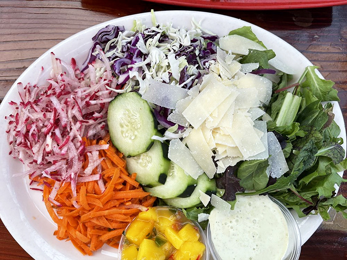 A salad so fresh and colorful it could double as modern art. The kind that makes you feel virtuous while actually enjoying vegetables.