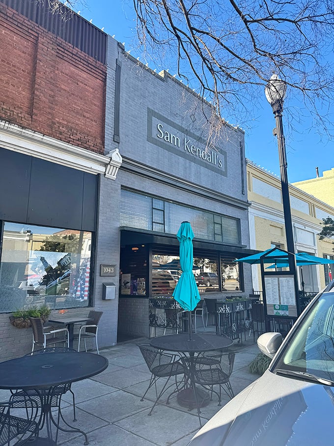 Sam Kendall's sidewalk tables invite you to linger over dinner while watching Broad Street's gentle parade of local life unfold.