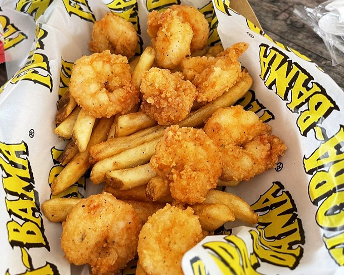 Golden-fried shrimp nestled against crispy fries&mdash;a basket of happiness that makes you forget what vegetables even are.