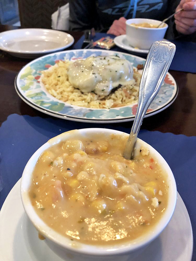 A bowl of corn chowder that's basically comfort in liquid form&mdash;like a warm hug from your grandmother, if your grandmother was an award-winning chef.