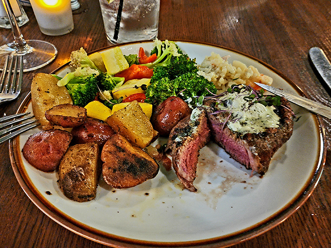 Who says seafood restaurants can't nail a steak? This perfectly medium-rare sirloin proves Youell's kitchen respects the land as much as the sea.