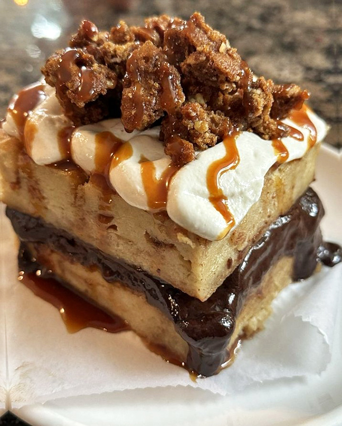 Not your grandmother's dessert (unless she was a pastry genius). Layers of gooey, caramel-drizzled decadence that demand a moment of silence.