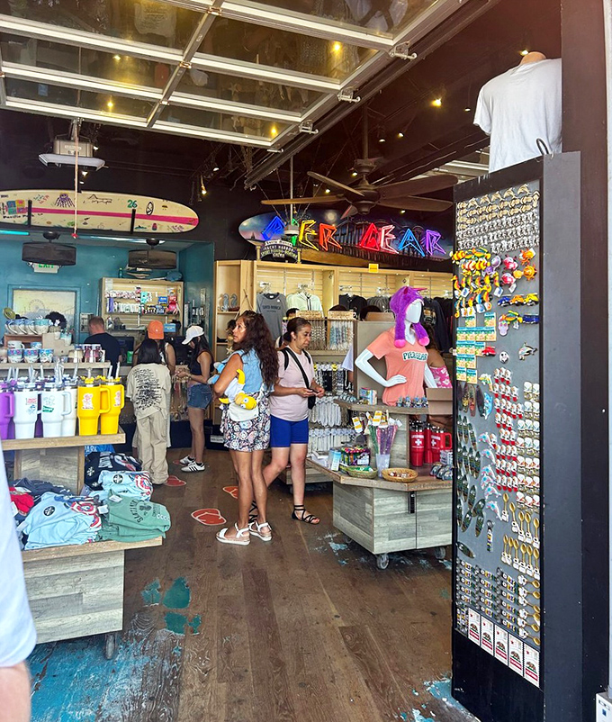 Souvenir shopping: where "I'll just browse" turns into "I absolutely need this beach-themed snow globe for my coffee table."