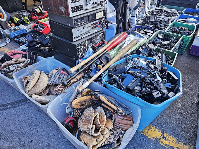 Vintage electronics and tools create a nostalgic maze of mechanical memories and possibilities.