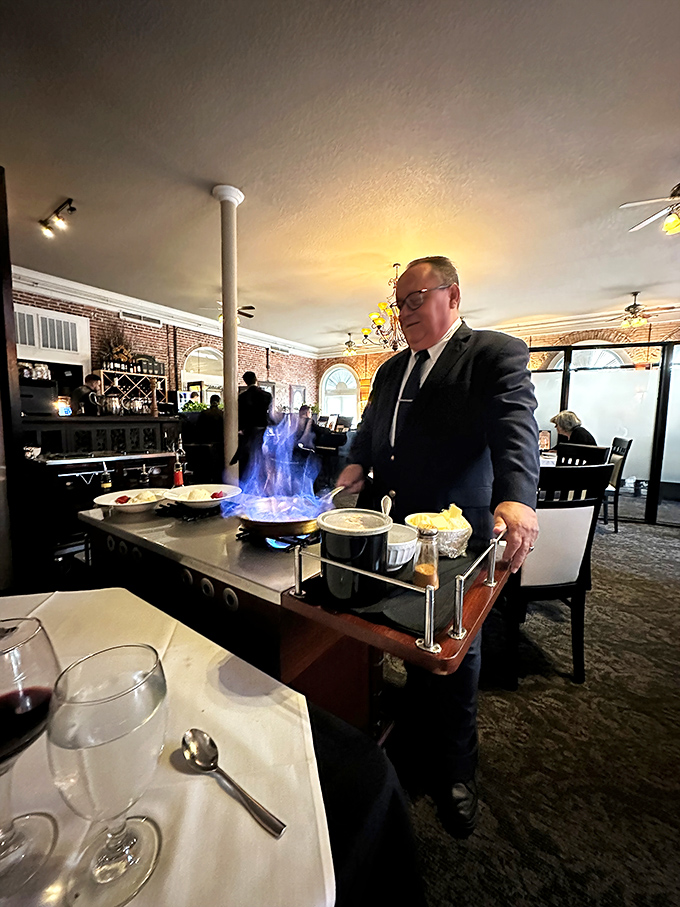 When your dinner involves blue flames and tableside preparation, you know you've graduated beyond everyday dining into culinary theater.