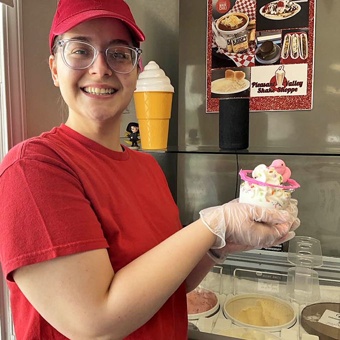 Behind every great ice cream creation is someone in a red uniform who knows the perfect swirl-to-topping ratio.
