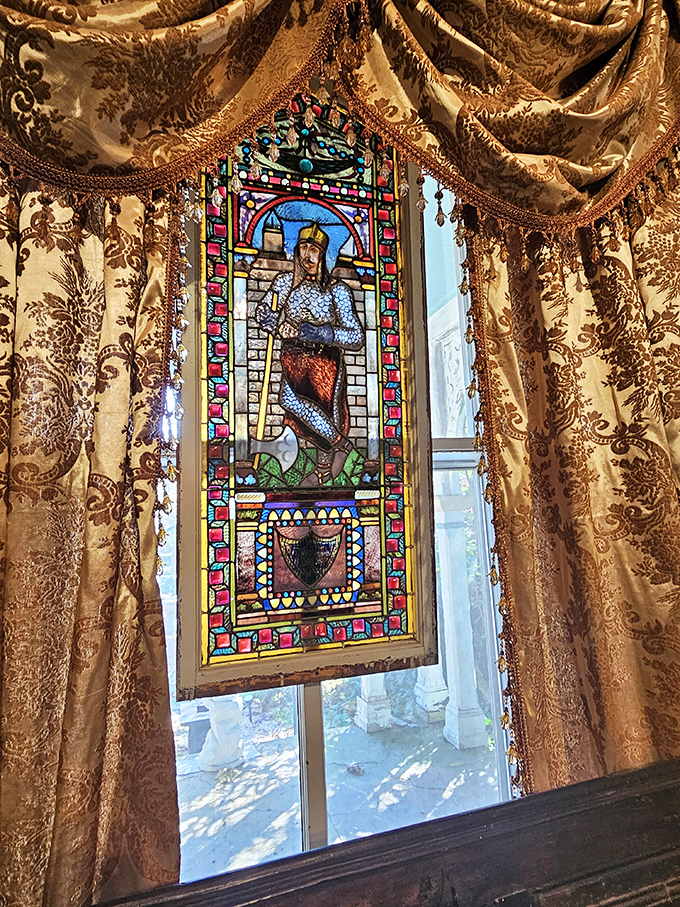 Stained glass meets the supernatural in this colorful window. Even vampires appreciate good interior design and dramatic lighting.