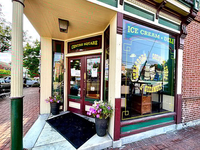 At Centre Square's ice cream shop, calories don't count if you're licking fast enough. Those hanging flower baskets aren't just for show&mdash;they're there to distract from your second scoop.