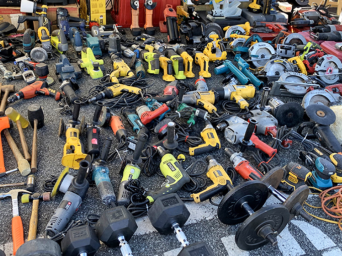 Tool treasure trove that would make Tim Allen grunt with approval. DIY dreams start with someone else's gently-used drill.