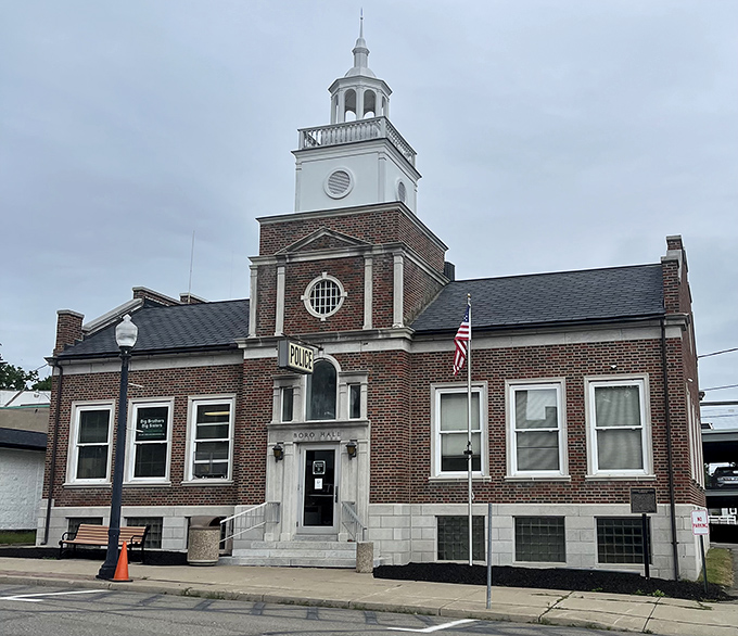 Towanda's Borough Hall stands proudly with its clock tower keeping time for a town that refuses to be rushed. Small-town governance, timeless architecture.