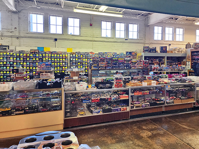 Die-cast dreams lined up with military precision. Every middle-aged man suddenly remembers the toy car that got away in 1975.