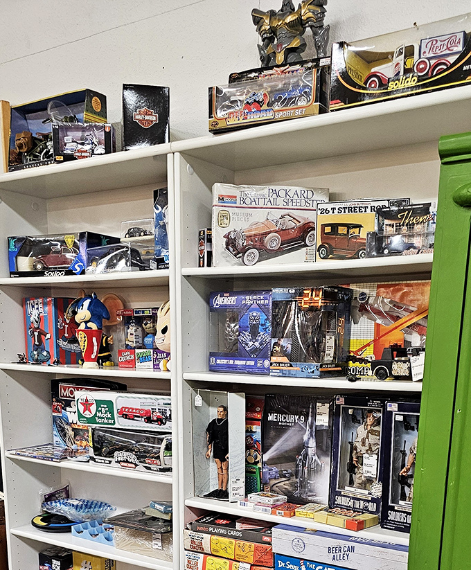 Collector's corner&mdash;where childhood memories in their original packaging sit patiently waiting for their next caretaker.