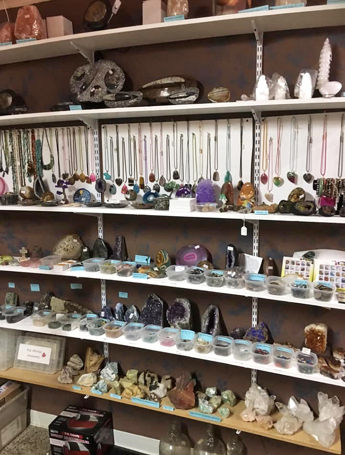 Crystal kingdom! This treasure trove of earthly delights showcases nature's jewelry box, from amethyst towers to agate slices that outshine any diamond.