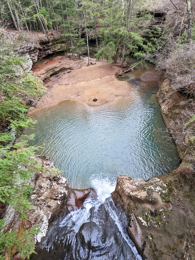 A bird's-eye view of the crystal-clear pool below. Nature's infinity pool doesn't need chlorine or a maintenance crew.
