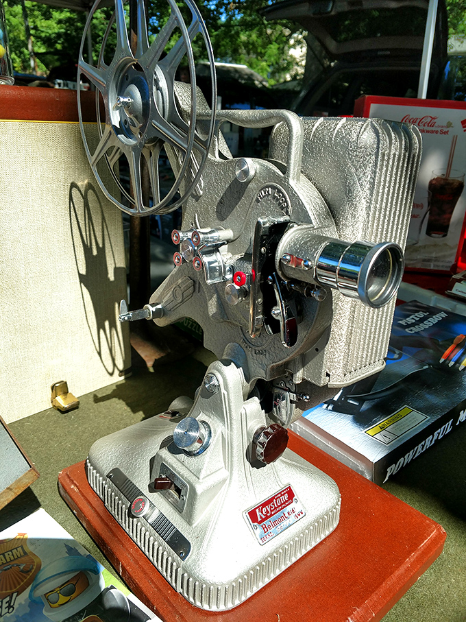 A vintage Keystone projector that once illuminated family memories now waits for its second act. Hollywood history at yard sale prices!