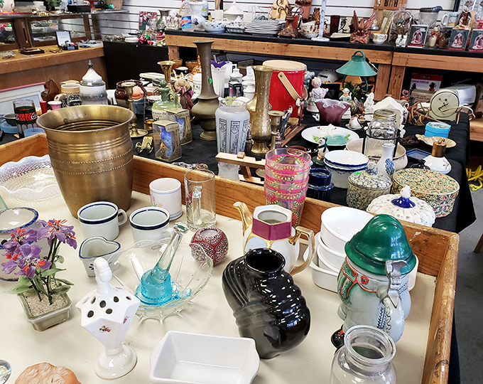 A treasure trove of vintage glassware where your grandmother might spot her wedding pattern and your hipster nephew finds "ironic" serving pieces.