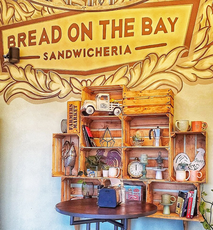 The wall art tells you everything: this place takes sandwiches seriously but doesn't take itself too seriously.