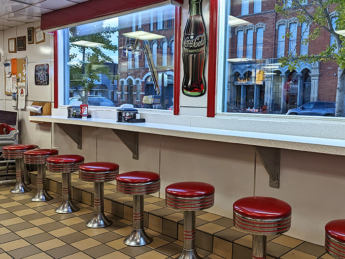 Counter seats: where solo diners become regulars, and the view of downtown Sidney comes with a side of small-town gossip and endless coffee.