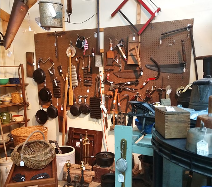 Tools that built America, hanging like badges of honor&mdash;each worn handle representing countless hours of someone's craftsmanship.