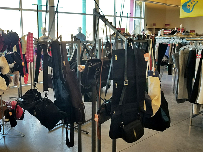 The handbag section dangles with possibilities&mdash;from practical totes to evening clutches. Yesterday's fashion statements await their second act with new owners.