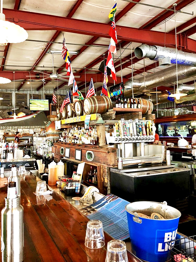 A bar that's seen more stories than a library, complete with international flags that say "everyone's welcome here."