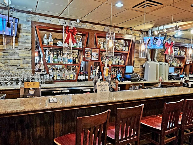 A bar that understands the fine art of hospitality. Those wooden stools have probably supported countless great conversations.