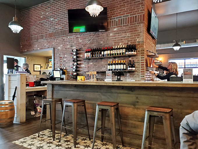 A bar that balances rustic charm with urban sophistication. Those wooden barstools have heard some stories&mdash;and are ready for yours.