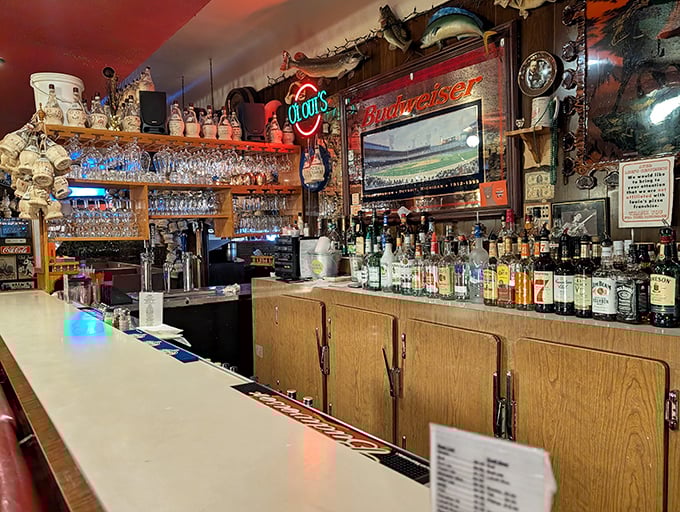 A bar that's seen decades of celebrations, first dates, and regular Tuesday nights. The bottles stand ready for your next toast.