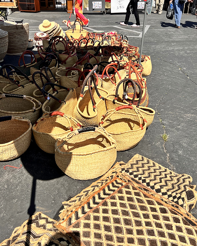 Basket case in the best possible way&mdash;handwoven market totes waiting to replace those sad plastic grocery bags forever.