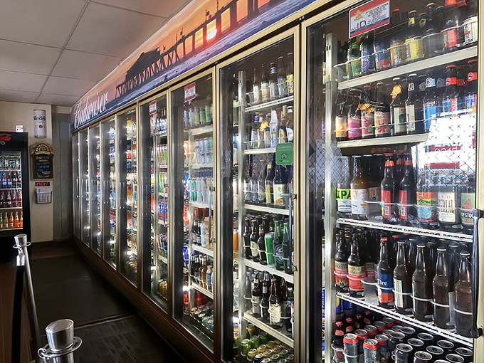 The beverage selection rivals the Pacific for variety and depth. Cold drinks waiting to complement hot seafood&mdash;a match made in Malibu heaven.