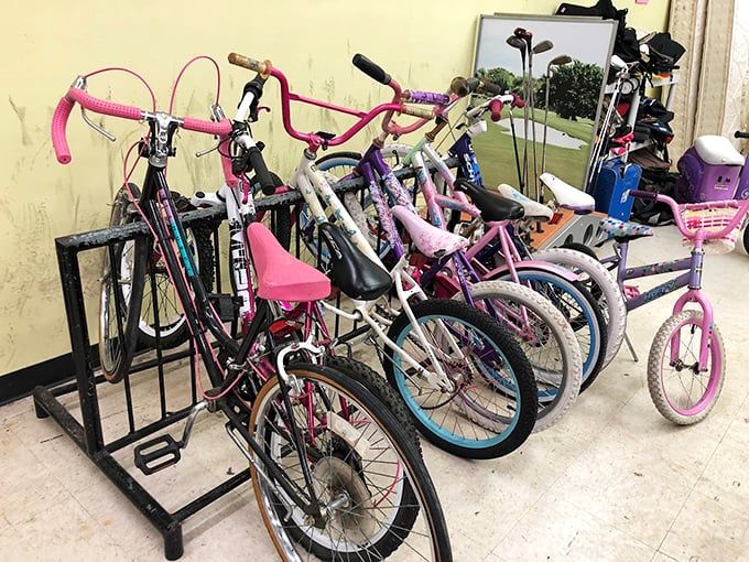 Bicycle heaven for wheel enthusiasts of all ages. That pink cruiser is just waiting to create summer memories with its next owner.