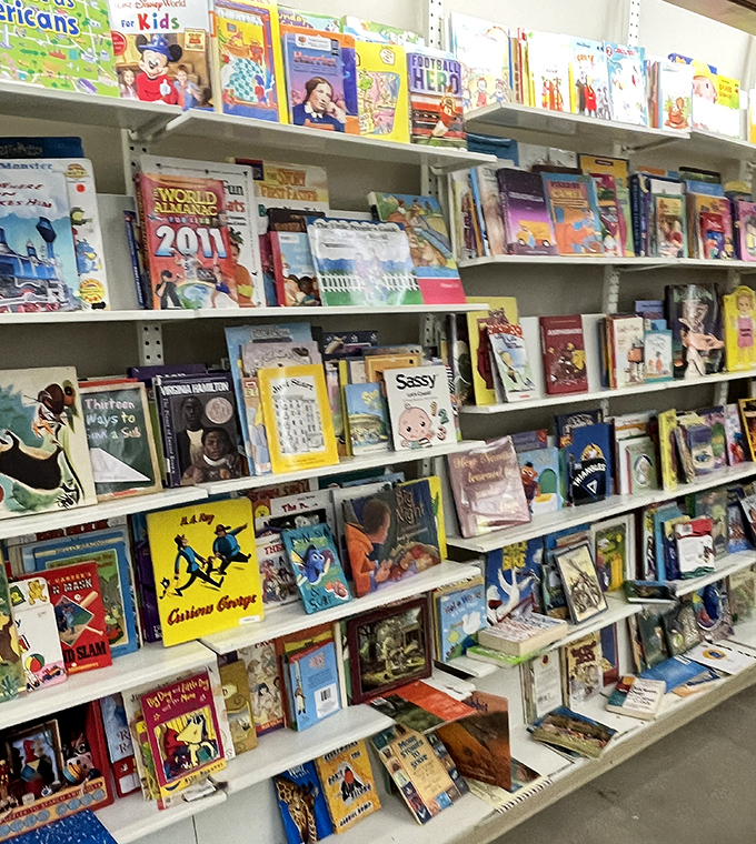The children's book section – where beloved characters wait patiently for their next adventure with a new generation of readers.