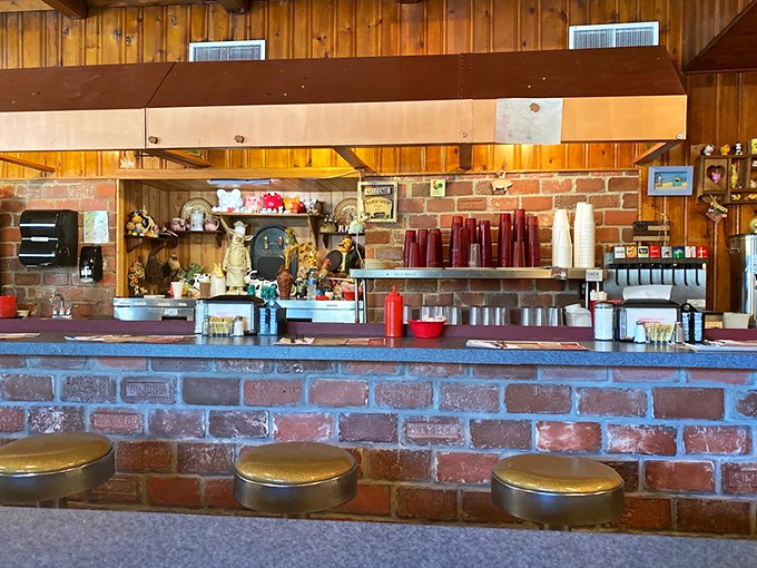 The breakfast bar &ndash; where coffee mugs are always full, stools swivel just right, and the brick facade has witnessed decades of morning conversations.