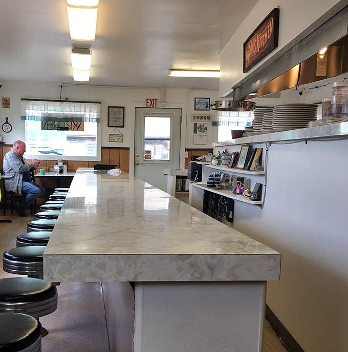 That classic diner counter where stories are shared and friendships forged over bottomless cups of joe.