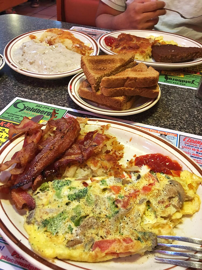 When you can't decide what breakfast item you want, the correct answer is "all of them." A plate that says "good morning" with authority.