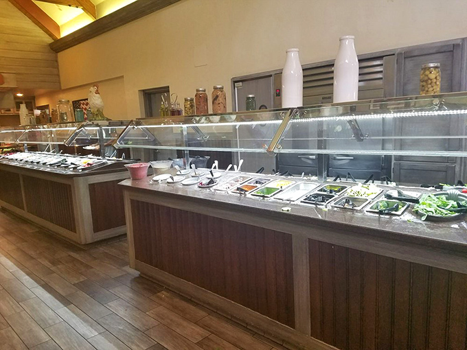 The buffet line – where hope, hunger, and the promise of seconds meet under the warm glow of heat lamps and possibility.