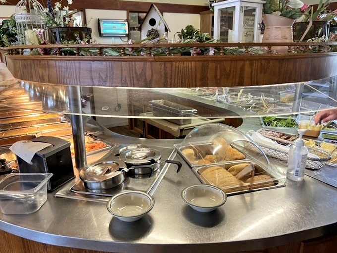 The buffet spread&mdash;where Midwestern abundance meets Amish-inspired comfort. Load up that plate, you've got permission.