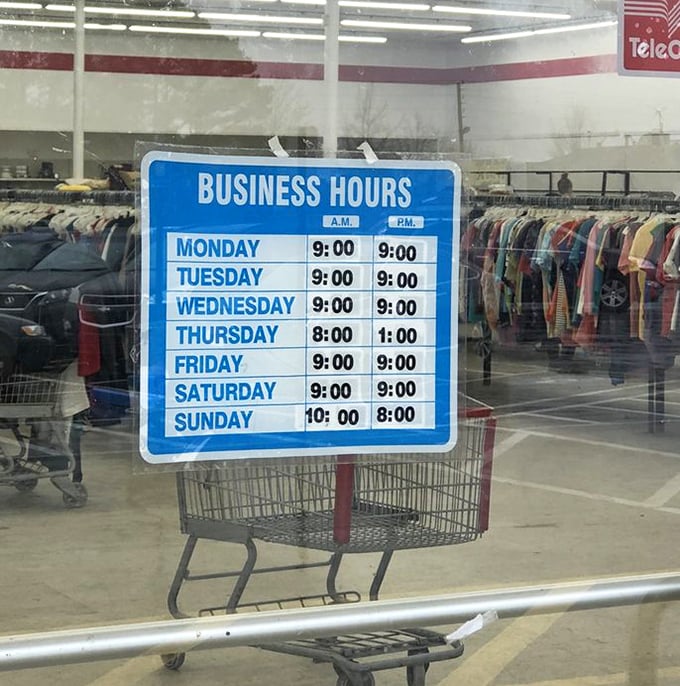 Business hours generously span mornings to evenings, giving both early birds and night owls their shot at secondhand glory.
