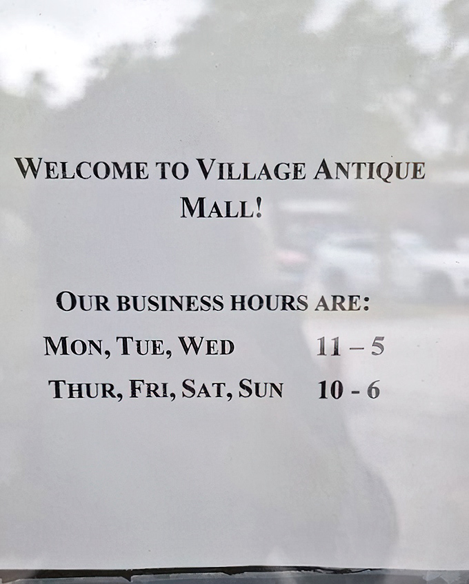 The hours posted like a friendly invitation. "Come find something you didn't know you needed until you saw it."