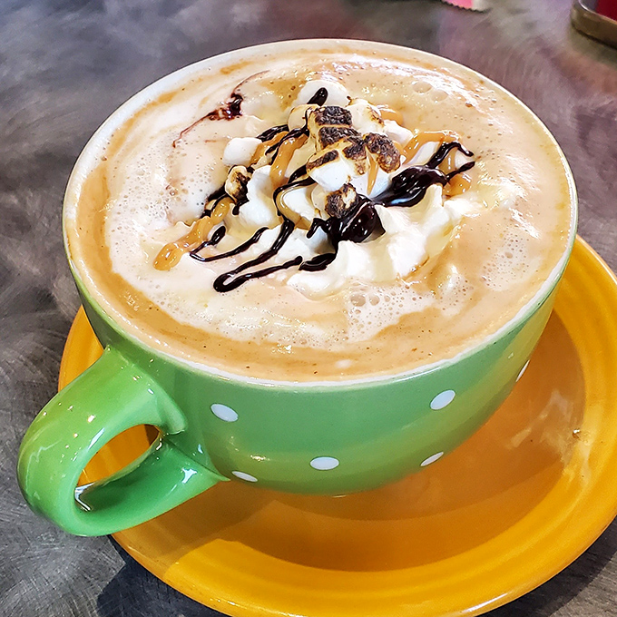 This cappuccino doesn't just wake you up—it gives you a reason to be awake. The polka dot mug adds the perfect touch of whimsy.