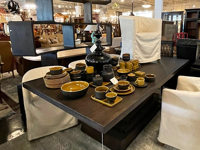 Ceramic dinnerware that makes even microwave leftovers feel like a special occasion. Yellow never looked so sophisticated.