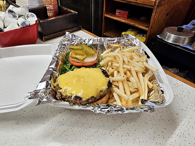 Sometimes lunch calls early, and this cheeseburger answers with all the right comfort food credentials.