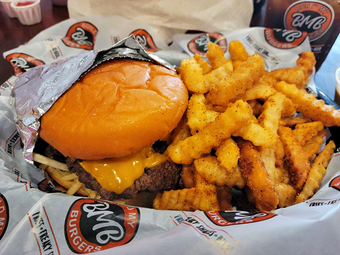 Classic cheeseburger perfection that would make your cardiologist wince and your taste buds sing.