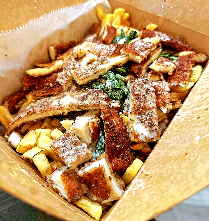 Chicken cutlet fries crowned with crispy perfection &ndash; comfort food that deserves its own holiday.