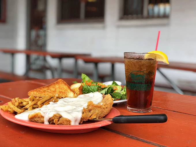 Chicken fried steak smothered in gravy&mdash;the dish that's convinced countless vegetarians to "just have one bite" before converting them completely.