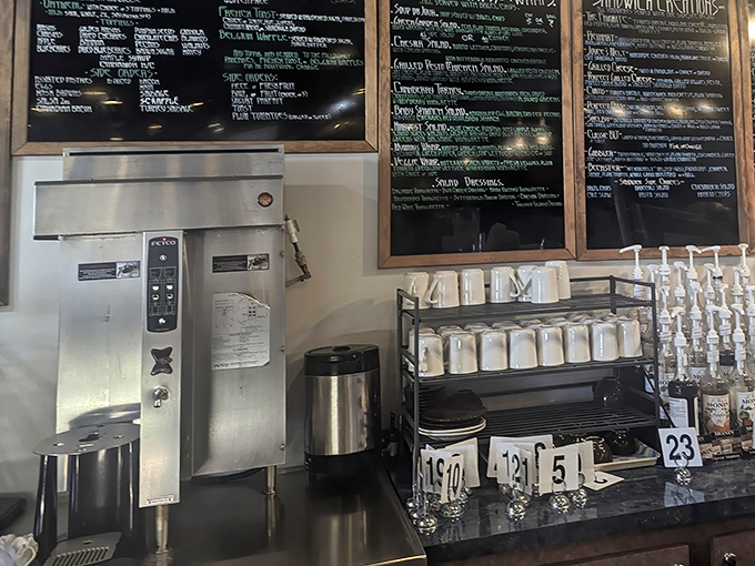 The coffee station&mdash;where morning transformation begins and caffeine dreams are fulfilled with military precision and artistic flair.